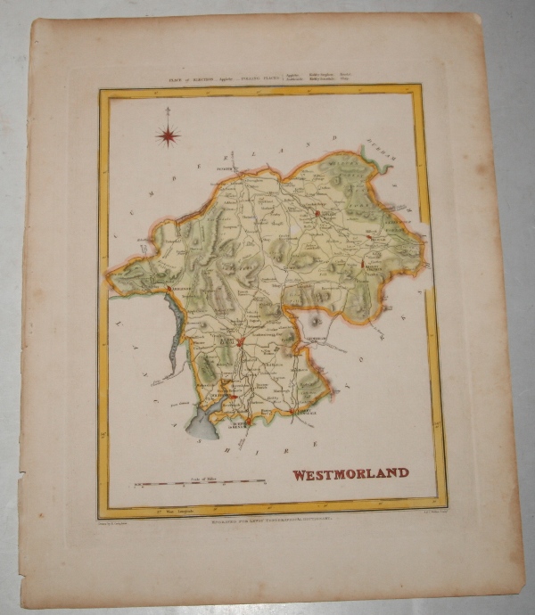 ORIGINAL ENGRAVED MAP OF Westmorland. Engraved for LEWIS's ...