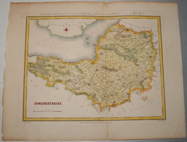 ORIGINAL ENGRAVED MAP OF Somersetshire. Engraved for LEWIS's ...