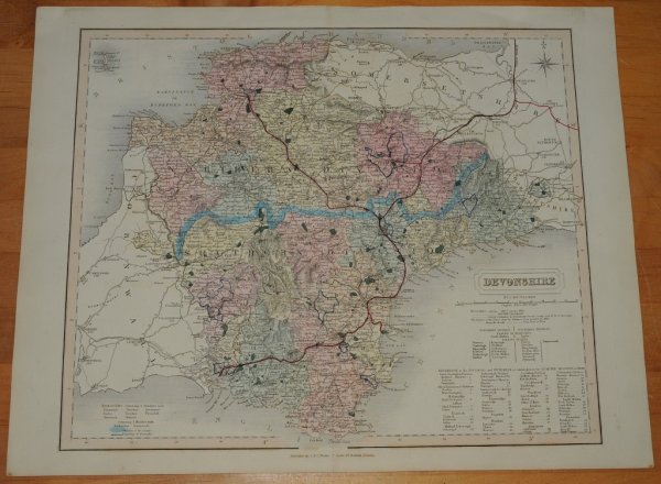 ORIGINAL ENGRAVED HAND-COLOURED MAP OF Devonshire. From “State of ...