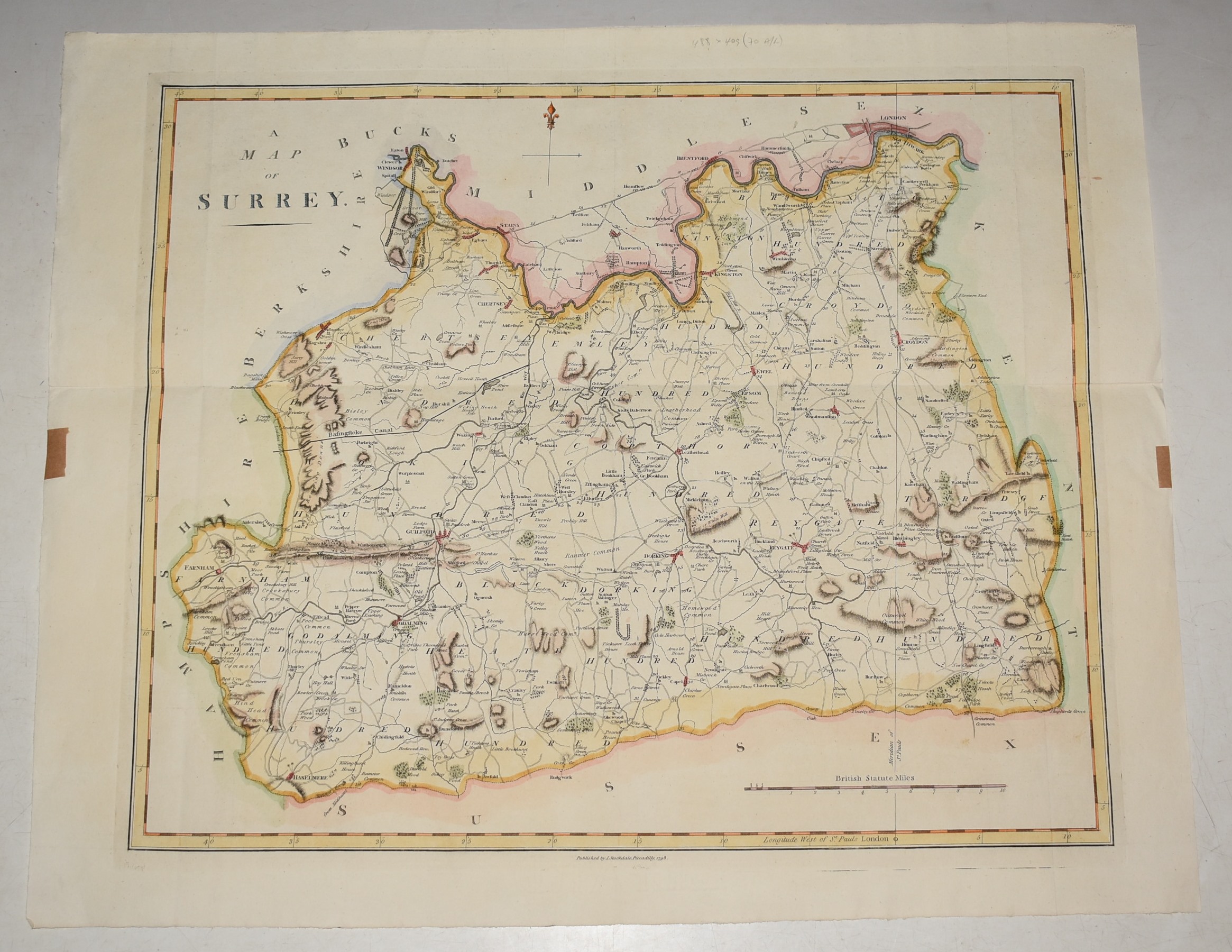 A Map of SURREY. Large attractive copper-engraved map of Surrey.