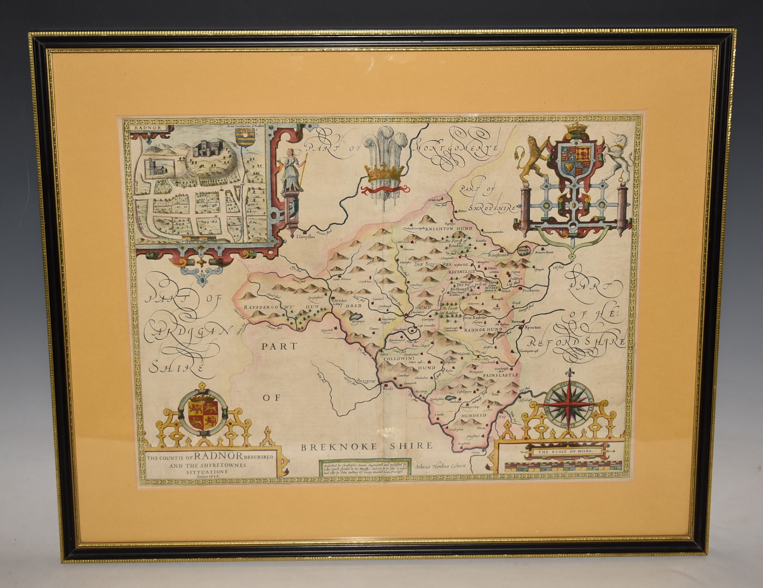 Original Engraved Hand Coloured Map of Stafford. Countie and Towne with ...
